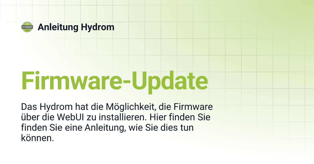 Firmware-Update | Anleitung Hydrom